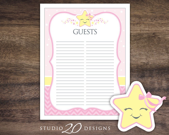 Instant Download Star Guest List Printable Twinkle Twinkle - Etsy