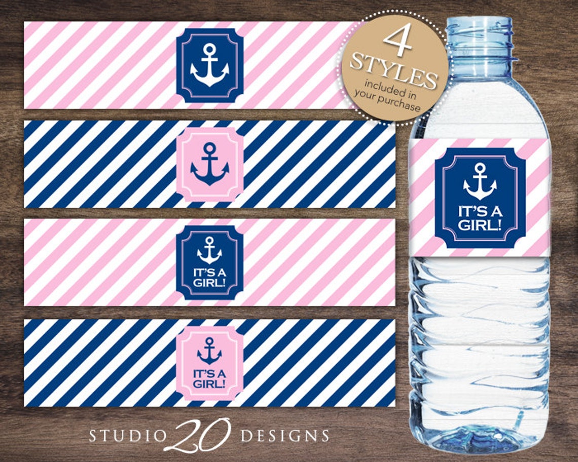Instant Download Pink Nautical Bottle Labels Printable - Etsy