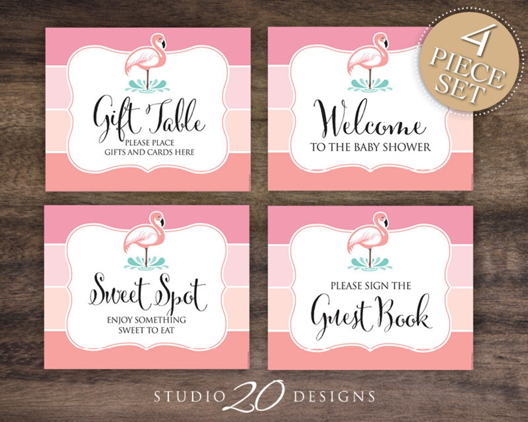 Instant Download Flamingo Baby Shower Signs, 8x10 Gift Table, Coral ...