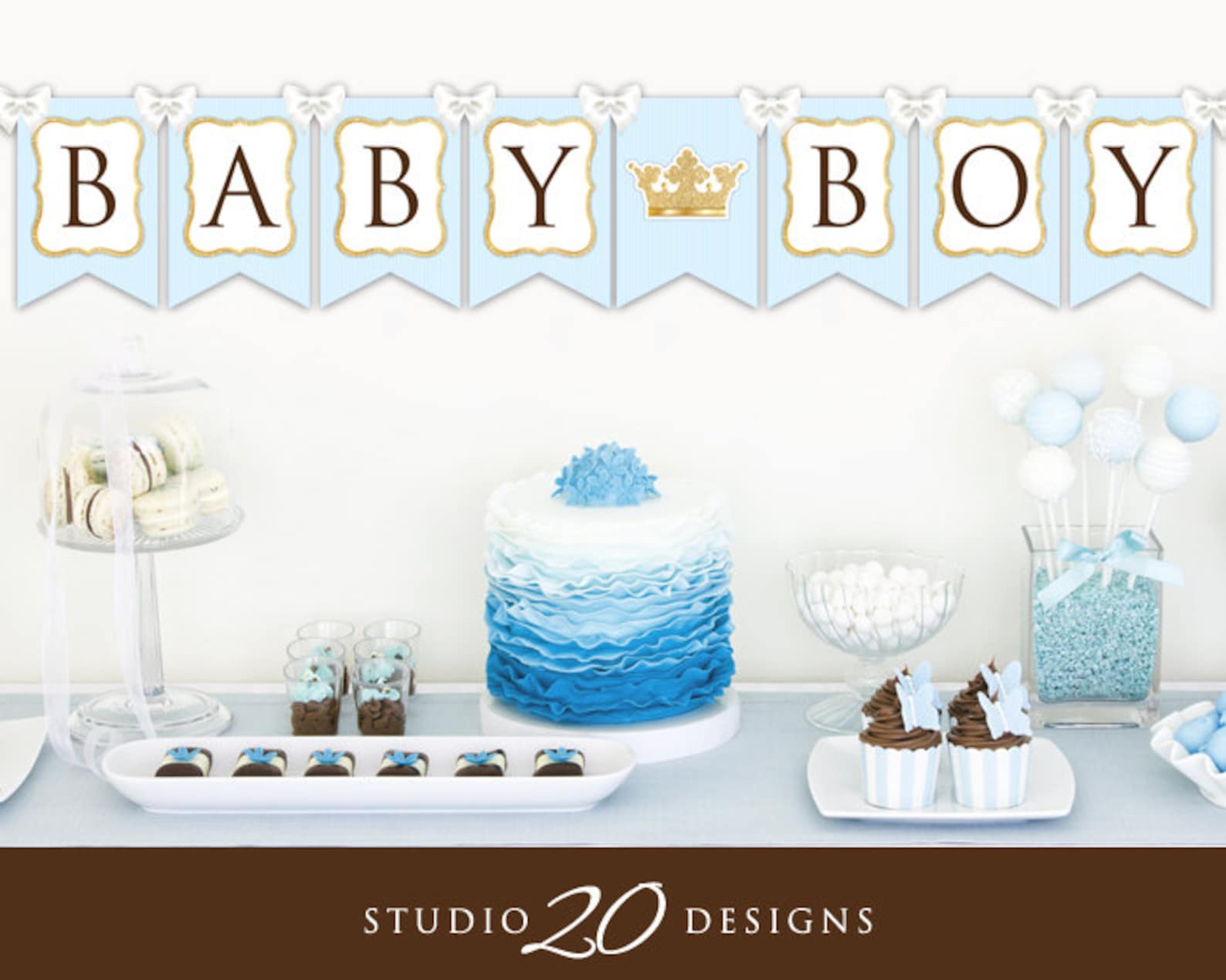 Instant Download Blue Prince Baby Shower Banner Glitter - Etsy