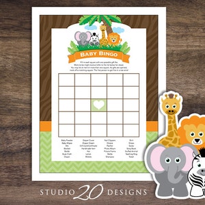 Instant Download Safari Bingo Game, Printable Jungle Bingo Baby Shower ...