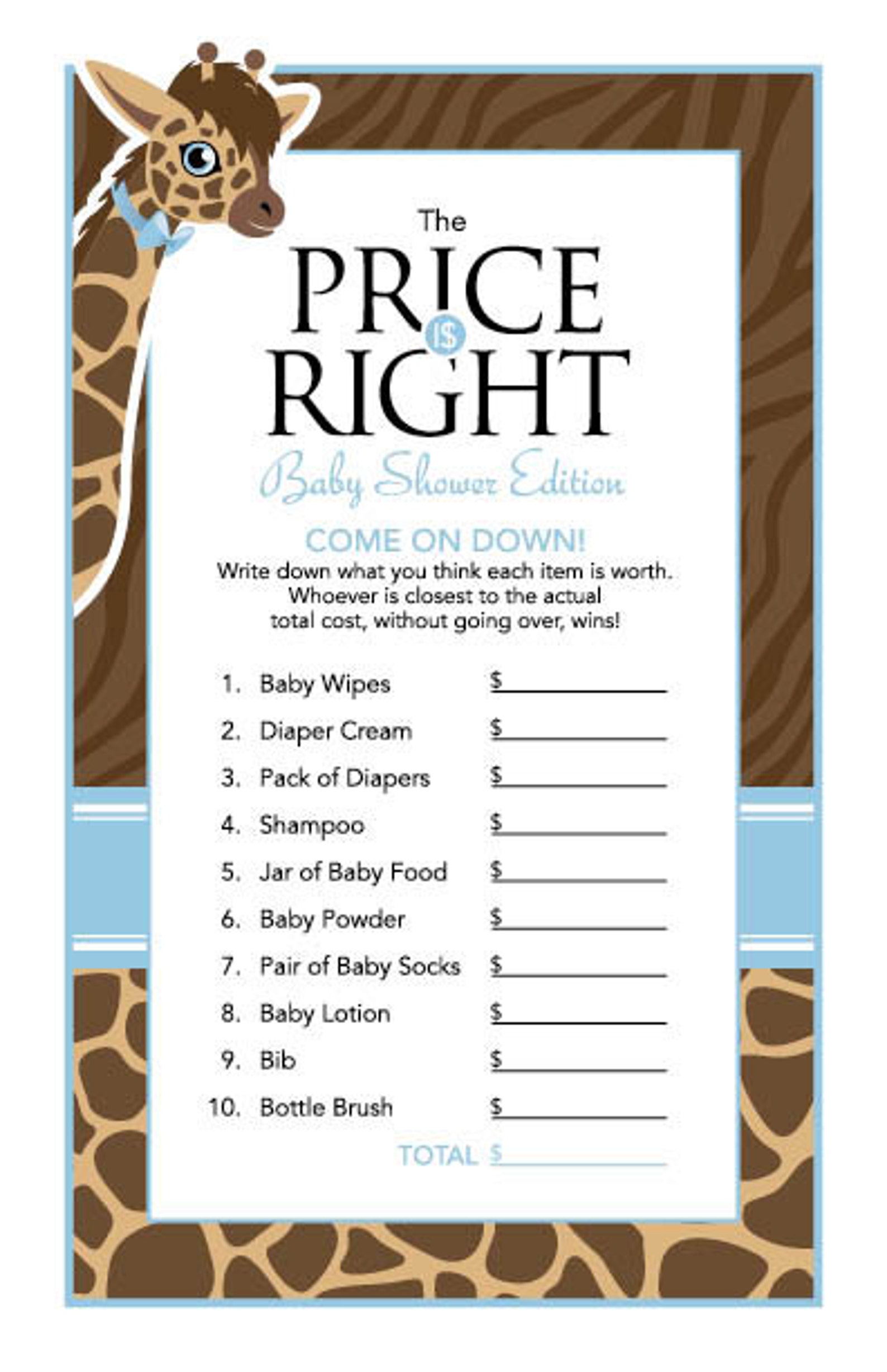 Instant Download Giraffe Baby Shower Games Pack Printable - Etsy
