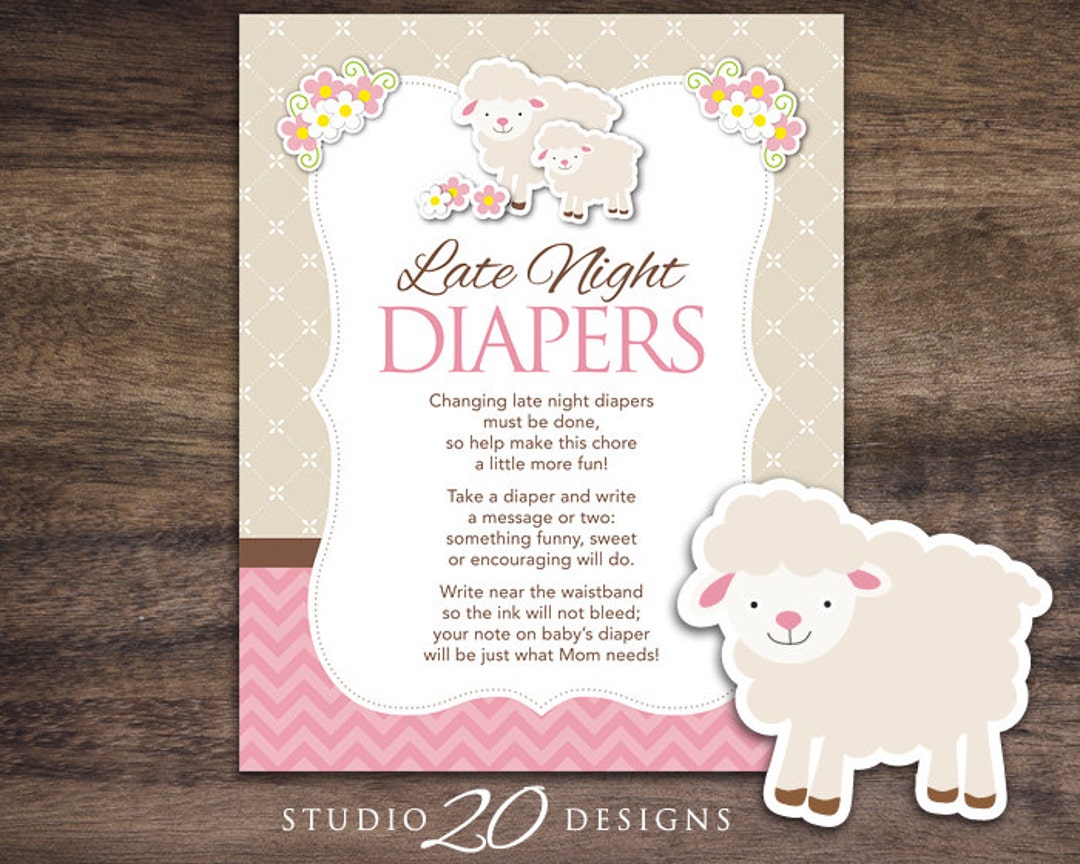 Instant Download Pink Lamb Late Night Diapers, 8x10 Little Lamb Diaper ...