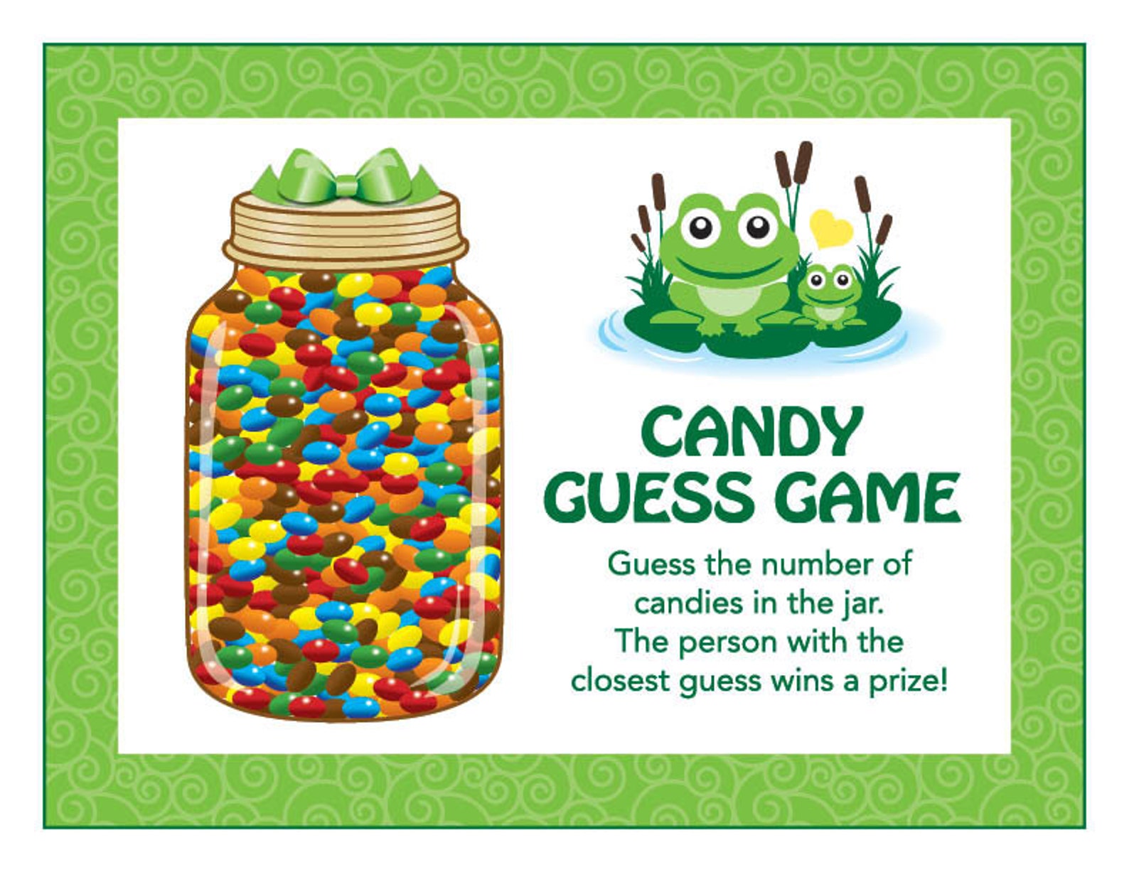 Instant Download Frog Candy Guessing Game, Green Frog Baby Shower Candy ...