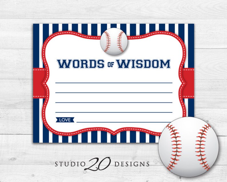 Instant Download Baseball Advice Cards Printable Blue Red | Etsy