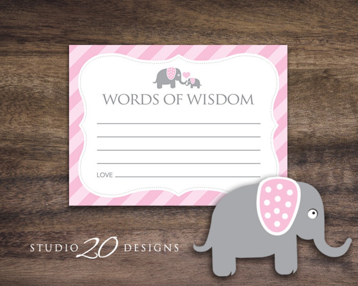 Instant Download Pink Elephant Advice Card Baby Shower Games - Etsy