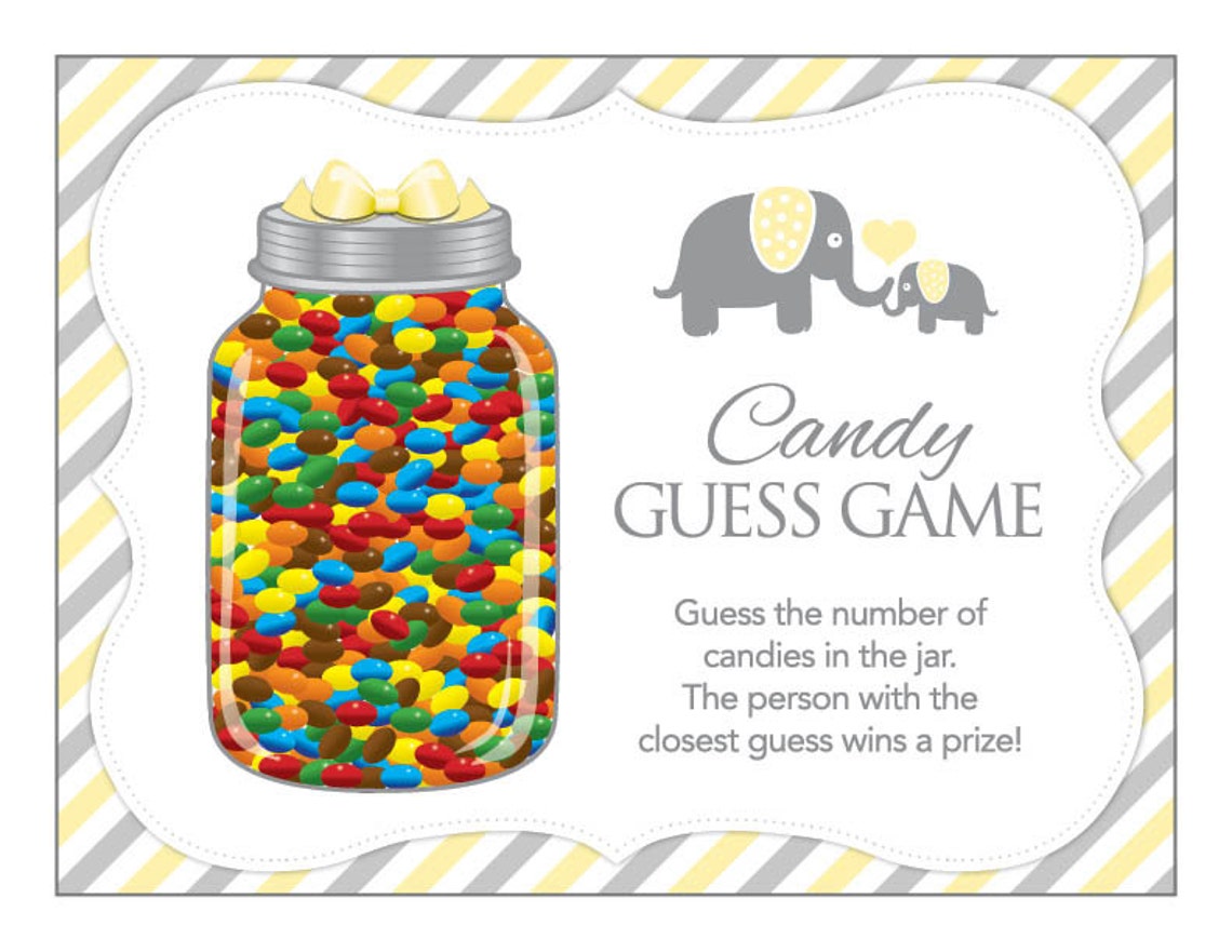 Instant Download Elephant Candy Count Game Yellow Elephant - Etsy