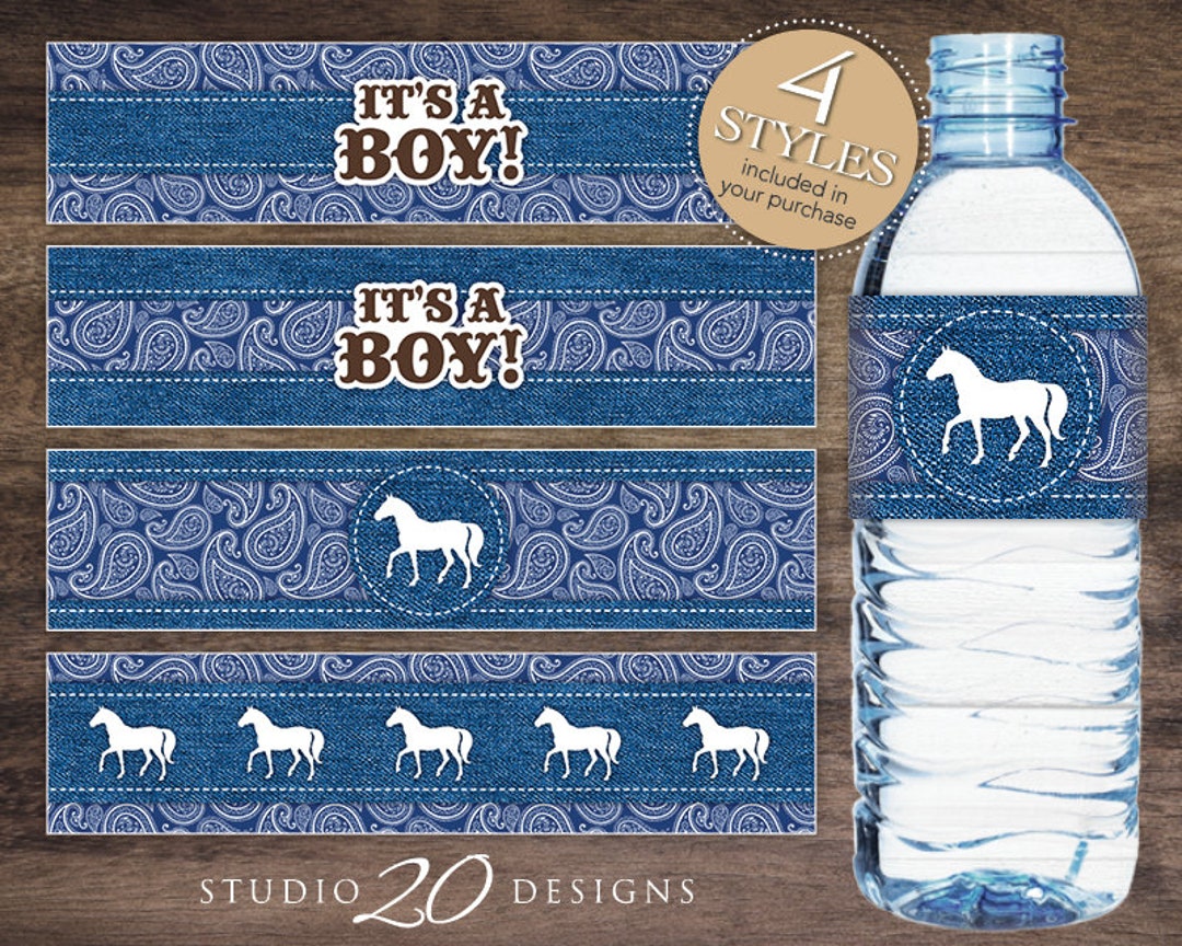 Instant Download Country Western Water Bottle Labels, Printable Navy ...