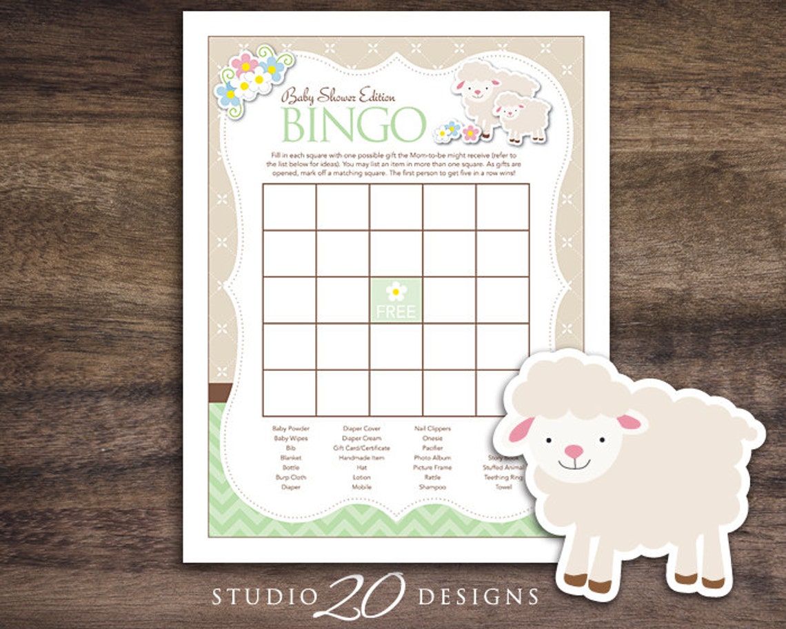Instant Download Mint Lamb Theme Baby Shower BINGO Game | Etsy