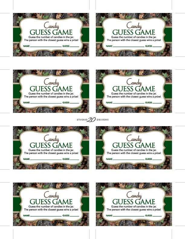 Instant Download Green Camo Candy Guessing Game Realistic - Etsy