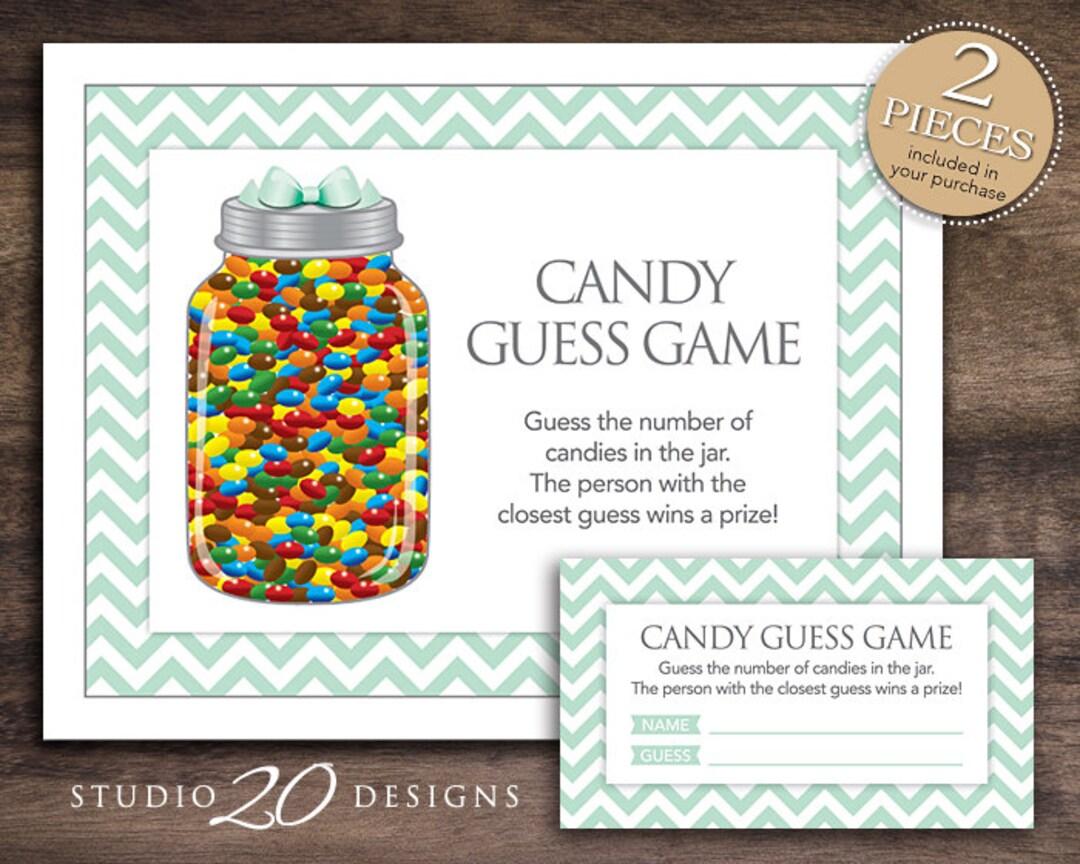 Instant Download Mint Green Candy Guessing Game, Blue Green Mint Baby ...