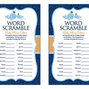 Instant Download Whale Baby Word Scramble Game, Under the Sea Word ...