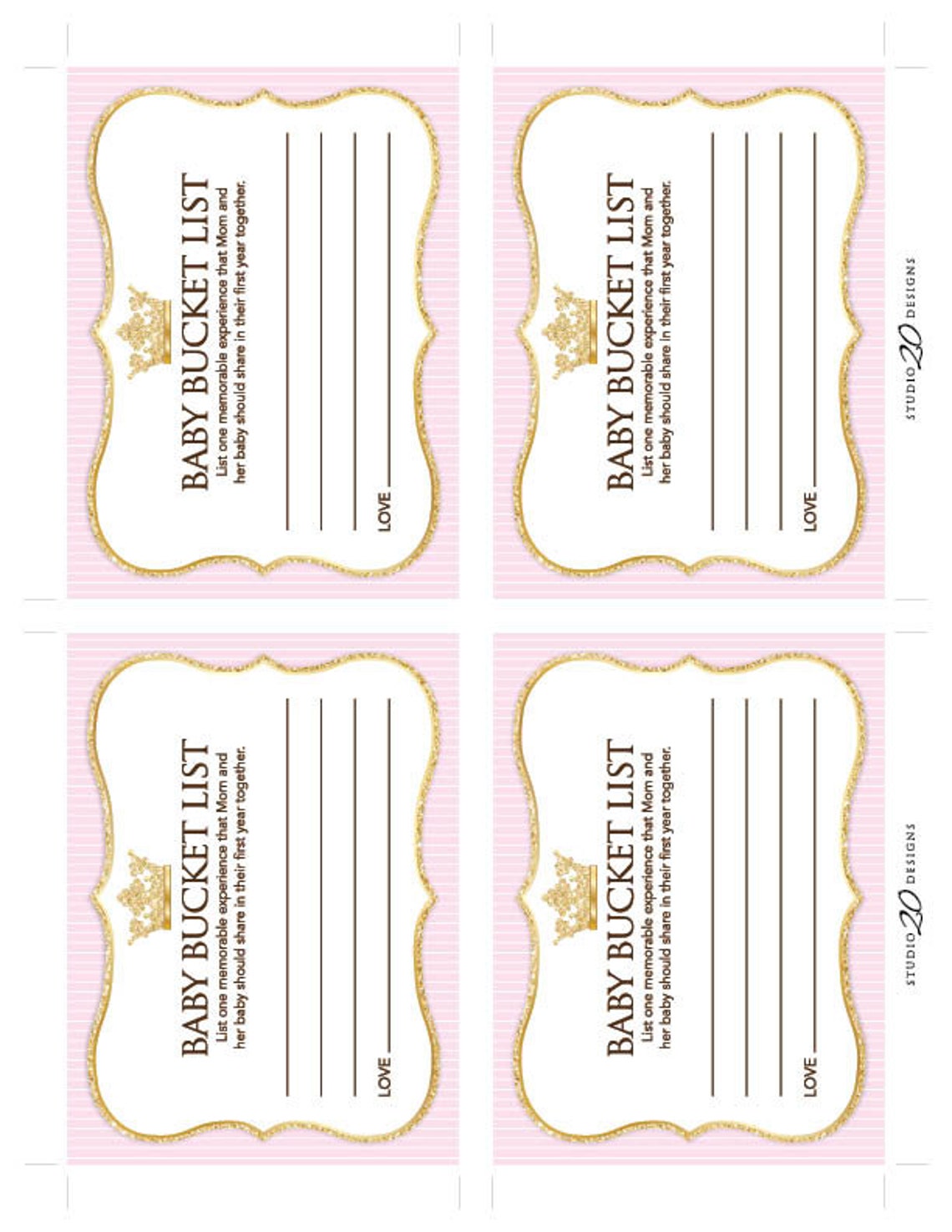 Instant Download Baby Bucket List Cards Printable Pink - Etsy