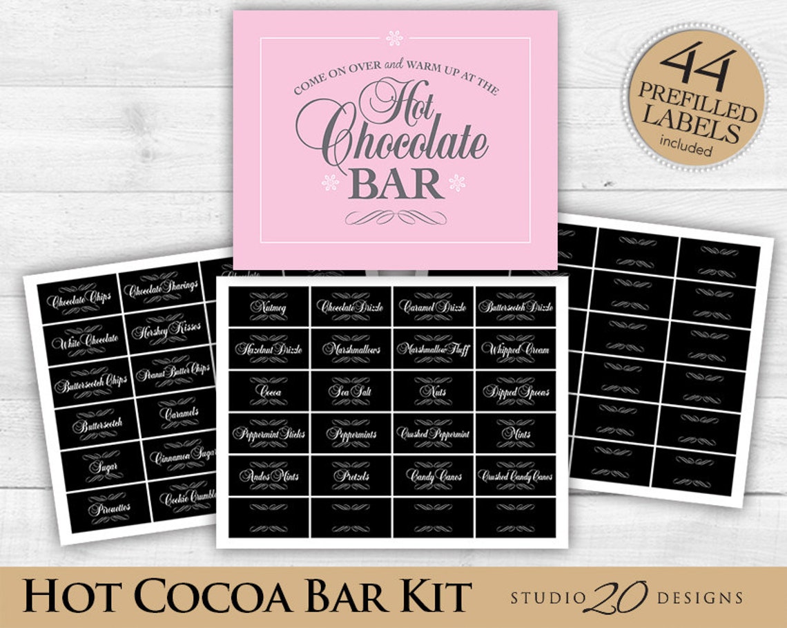 Instant Download Pink Hot Chocolate Bar Kit Printable Baby | Etsy