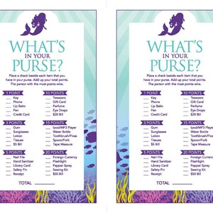 Instant Download Little Mermaid What's in Your Purse Game, Teal Purple ...