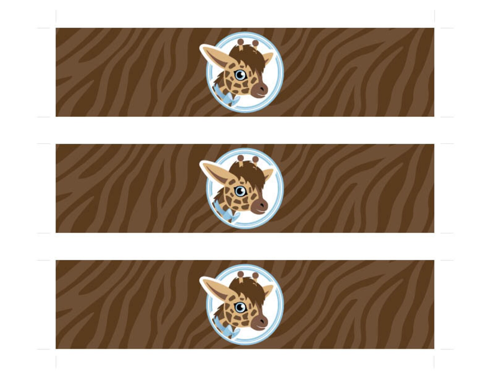 Instant Download Giraffe Bottle Labels Printable Brown Blue | Etsy