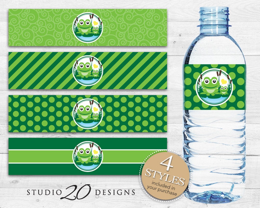 Instant Download Frog Baby Shower Water Bottle Labels, Printable Frog ...