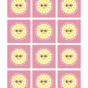 Instant Download Sun Thank You Tags, Pink Yellow You Are My Sunshine ...