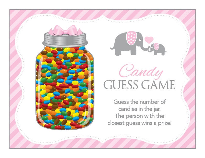 Instant Download Pink Elephant Candy Guessing Game Baby - Etsy