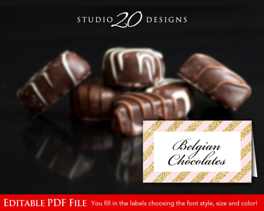 Instant Download Pink Gold Glitter Food Labels DIY Editable - Etsy