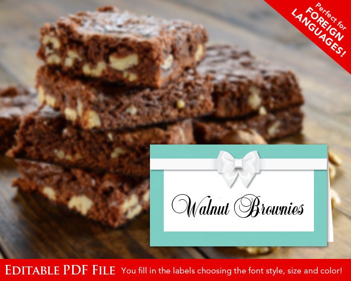 Instant Download Aqua Blue Food Labels DIY Editable Food - Etsy