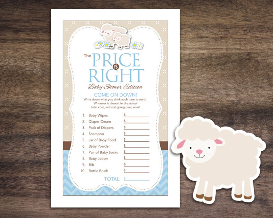 Instant Download Little Lamb Baby Shower the Price is Right Game Cards ...