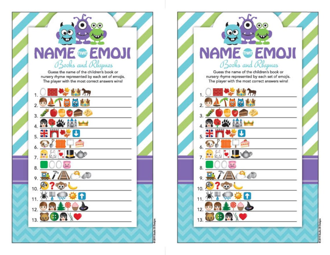 Instant Download Little Monsters Emoji Baby Shower Game Books | Etsy