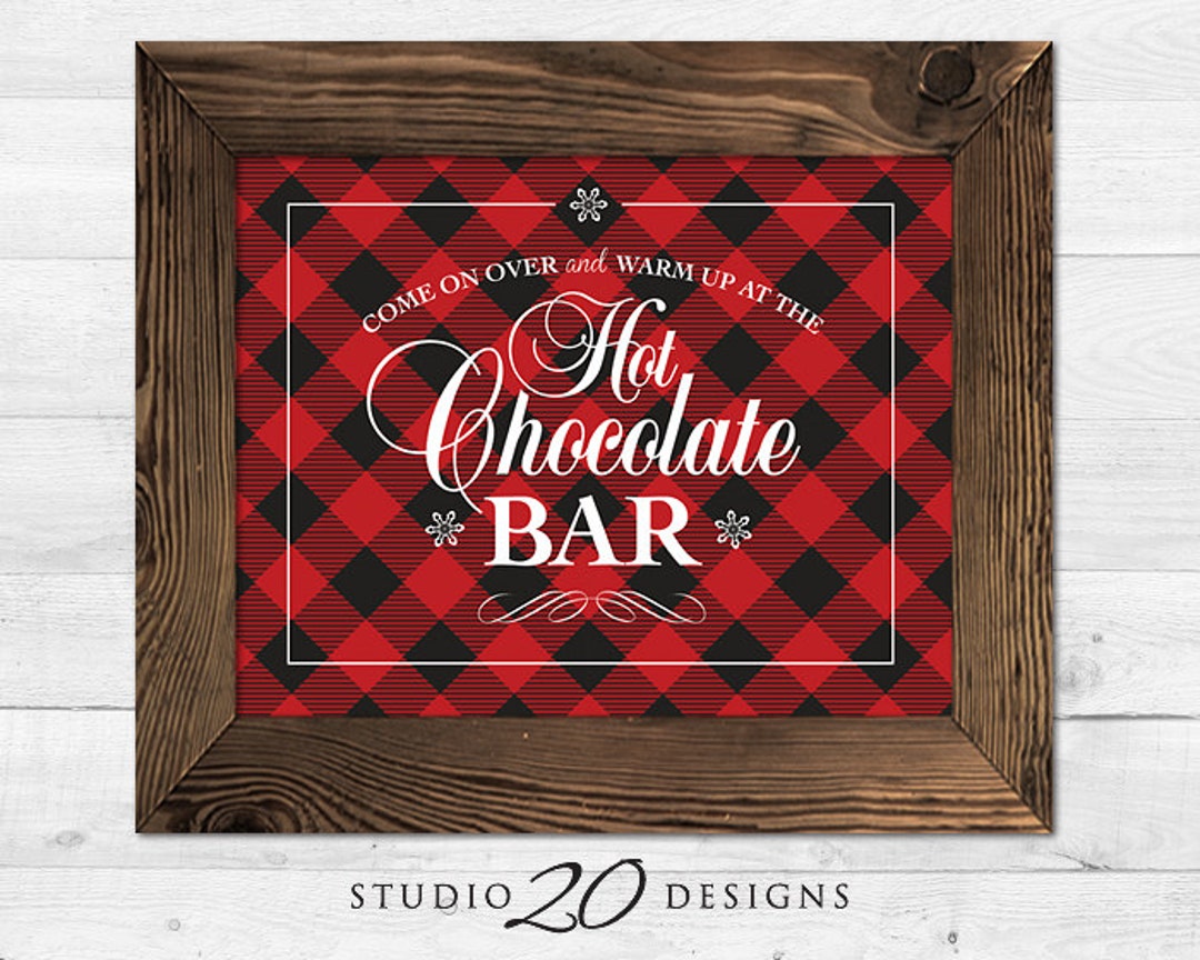 Instant Download 8x10 Hot Chocolate Bar Sign, DIY Rustic Black Red ...