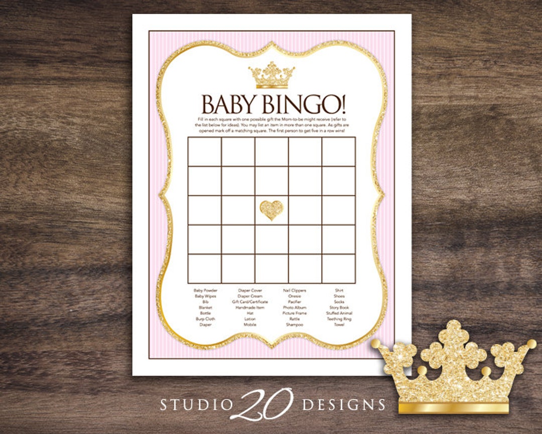 Instant Download Pink Princess Baby Shower Games, Printable Gold ...