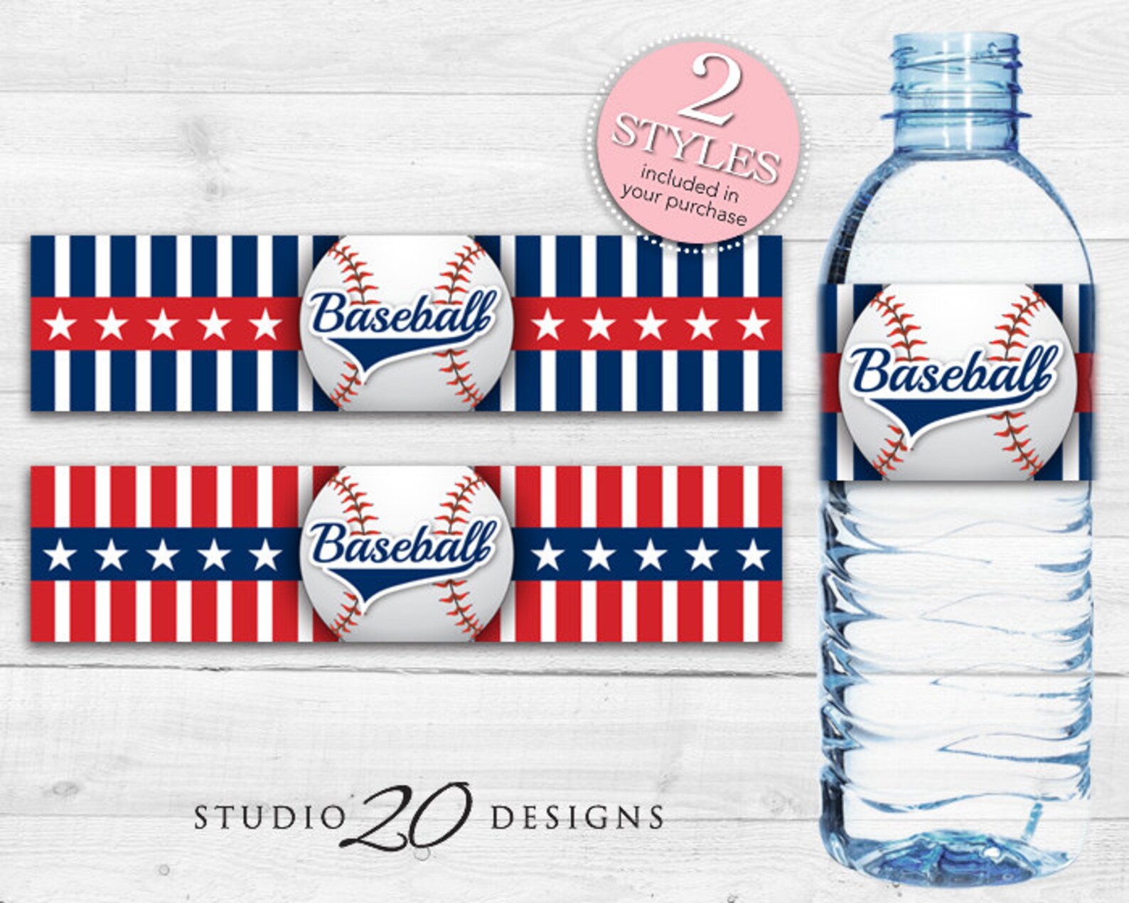 Instant Download Baseball Bottle Labels, Printable Baseball Water ...