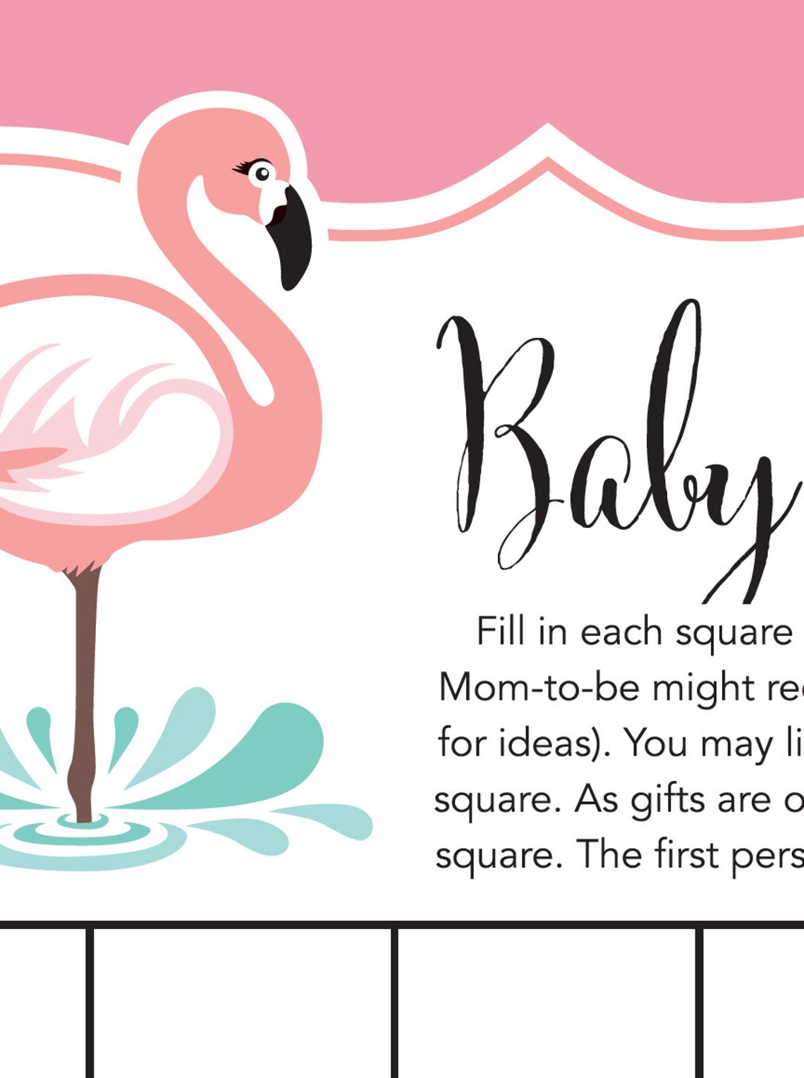Instant Download Flamingo Baby Shower Bingo Game, Printable Pink ...