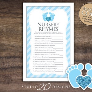 Instant Download Blue Footprint Nursery Rhyme Quiz, Printable Blue ...
