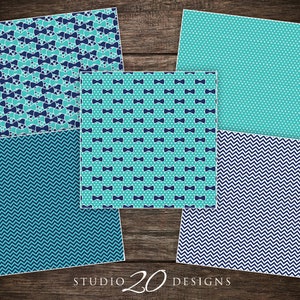 60% OFF! Instant Download Bow Tie Digital Paper, Printable 12x12 Navy ...