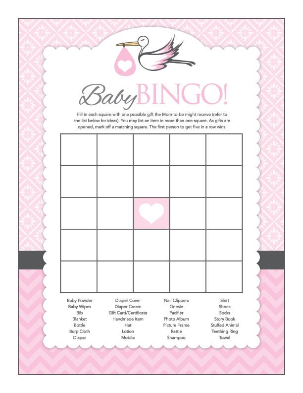 Instant Download Pink Stork Baby Shower Games for Girl Stork | Etsy