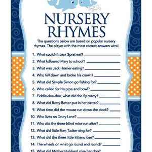 Instant Download Whale Nursery Rhyme Quiz, Whale Nursery Rhymes Game ...