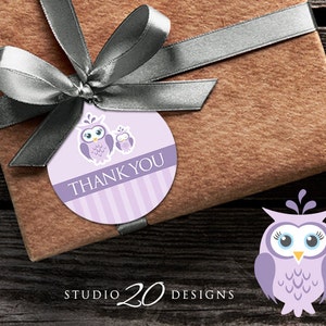 Instant Download Lilac Owl Thank You Tags, Printable Purple Grey Owl ...