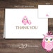 Instant Download Pink Owl Thank You Card Folded Pink Brown | Etsy