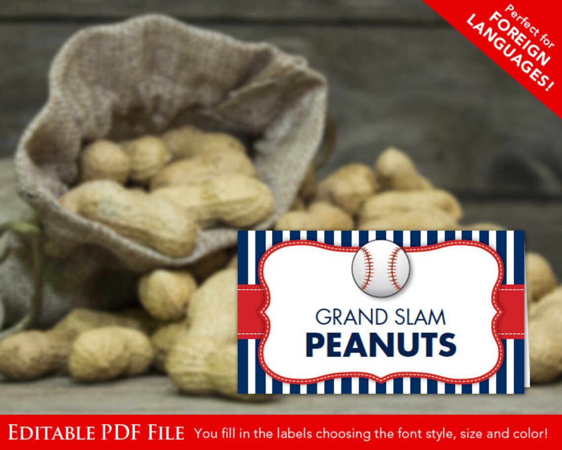 Instant Download Baseball Food Labels DIY Editable Food - Etsy