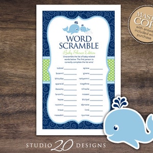 Instant Download Whale Baby Word Scramble Game, Whale Word Scramble ...