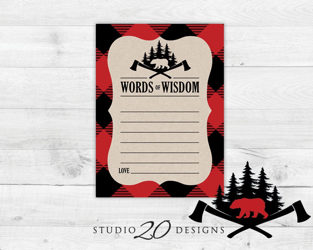 Instant Download Buffalo Plaid Advice Cards, Printable Red Black ...