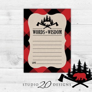 Instant Download Buffalo Plaid Advice Cards, Printable Red Black ...
