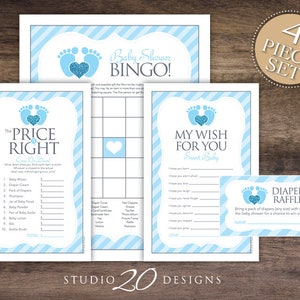 Instant Download Footprint Baby Shower Games Pack, Printable Blue Grey ...