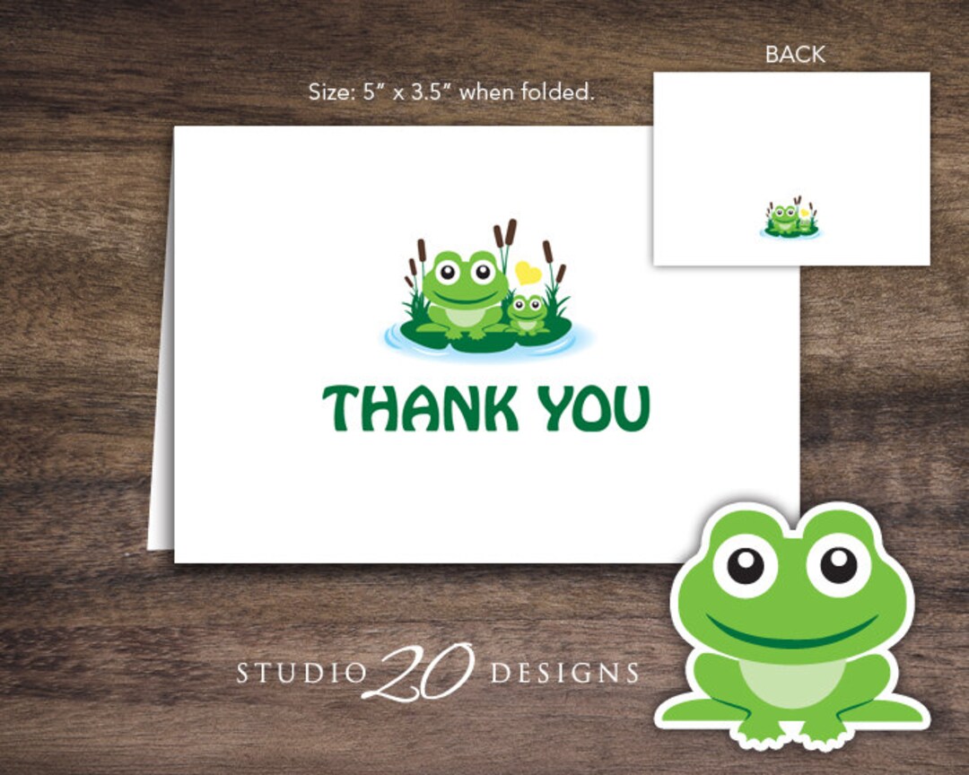 Instant Download Frog Thank You Card, Folded Frog Baby Shower Thank You ...