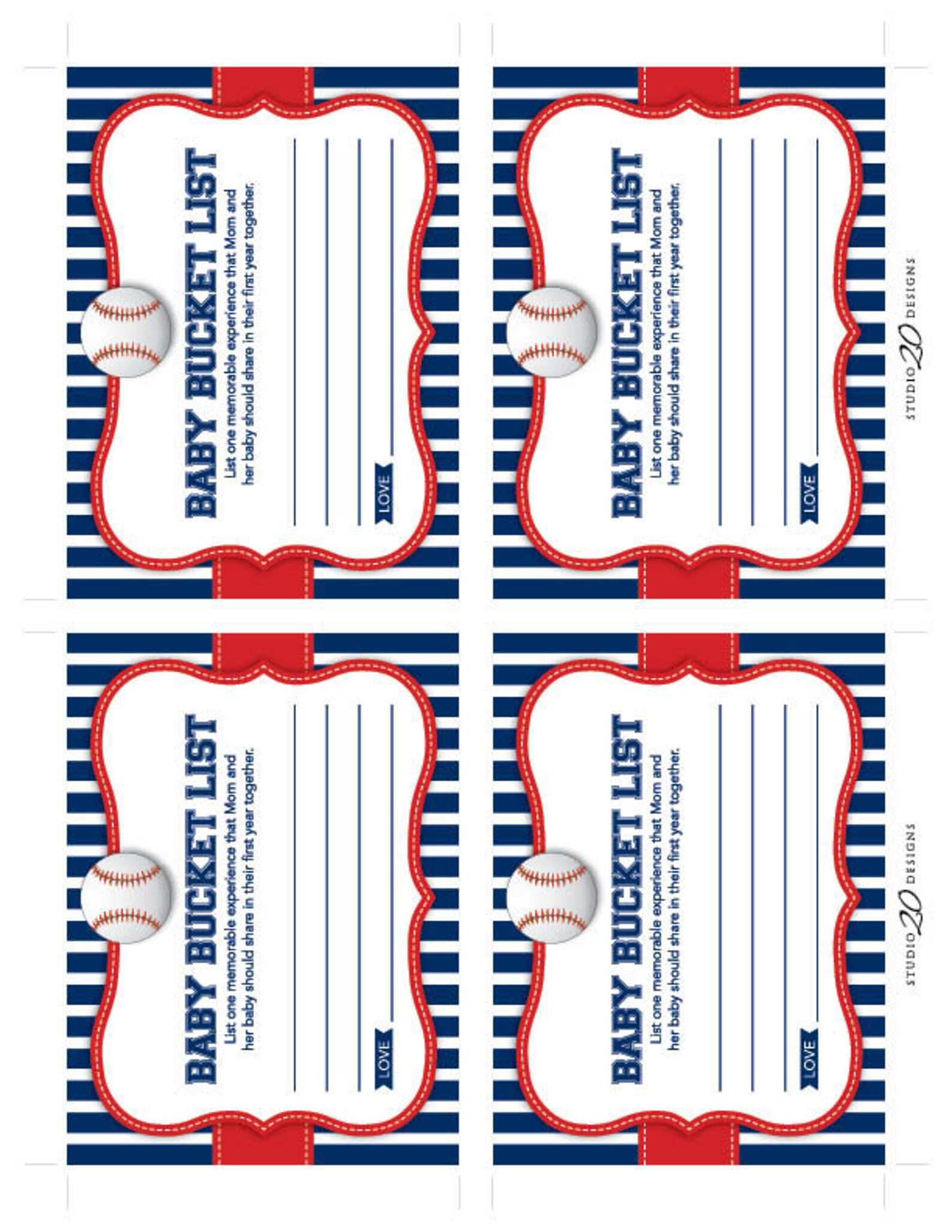 Instant Download Baby Bucket List Cards Printable Baseball - Etsy