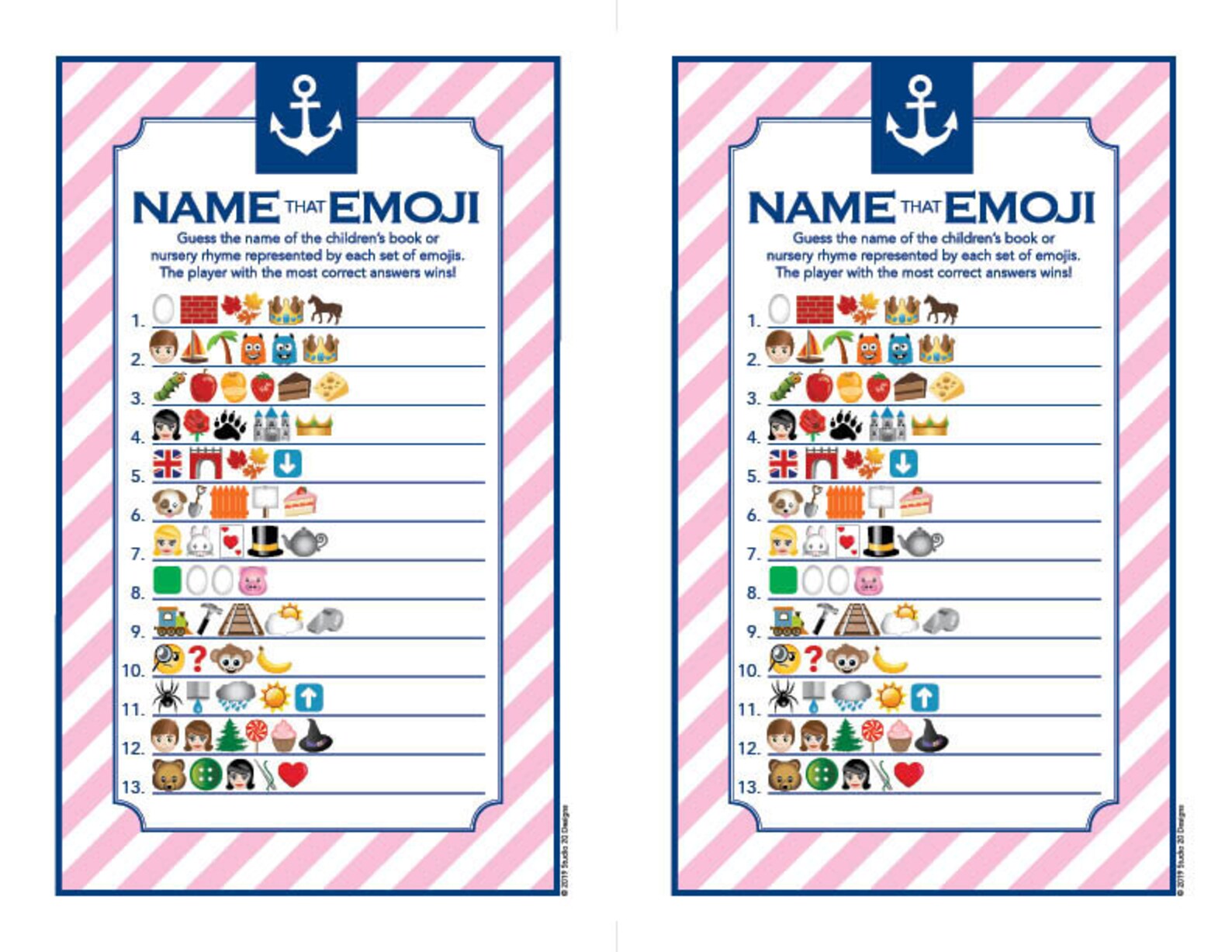 Instant Download Pink Nautical Emoji Baby Shower Game Books - Etsy