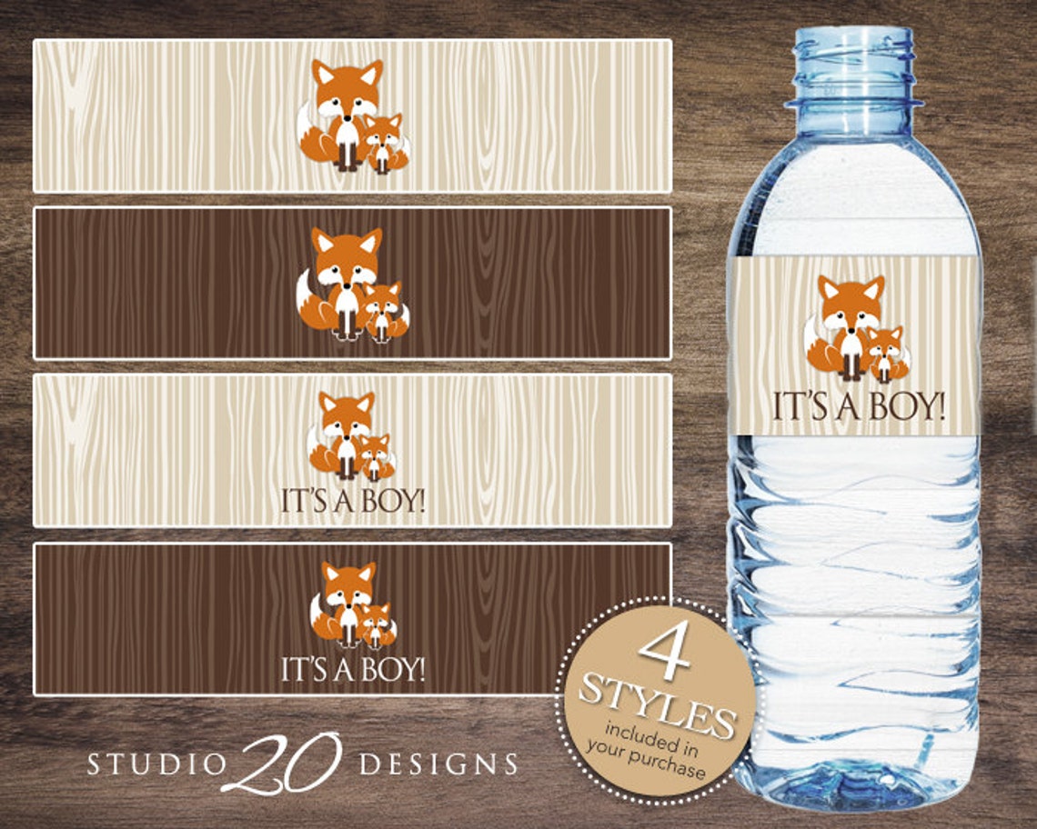 Instant Download Fox Baby Shower Water Bottle Labels - Etsy