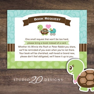 Instant Download Turtle Book Request, Green Turtle Book in Lieu of Card ...