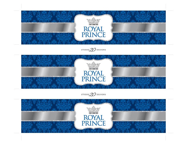 Instant Download Royal Blue Bottle Labels Printable Silver | Etsy