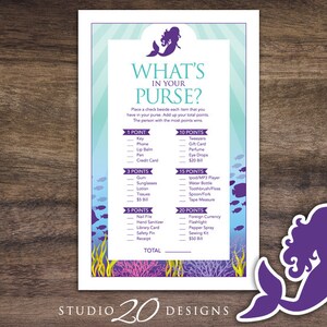 Instant Download Little Mermaid What's in Your Purse Game, Teal Purple ...