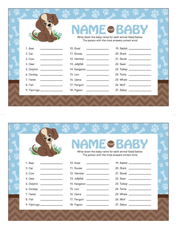Instant Download Puppy Baby Shower Name That Baby Game - Etsy